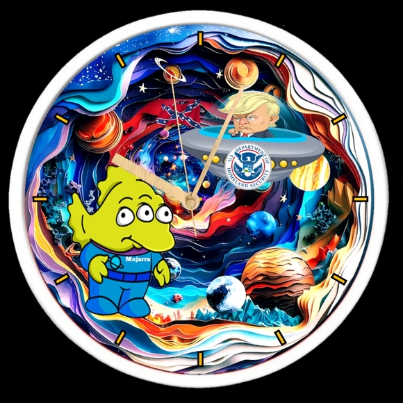 homeland security | Art | Colorful Spacethemed Art Clock | Poshmark